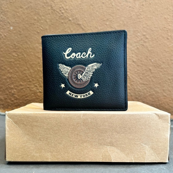 Coach | Bags | Coach Easy Rider Double Bill Black Wallet New York New ...